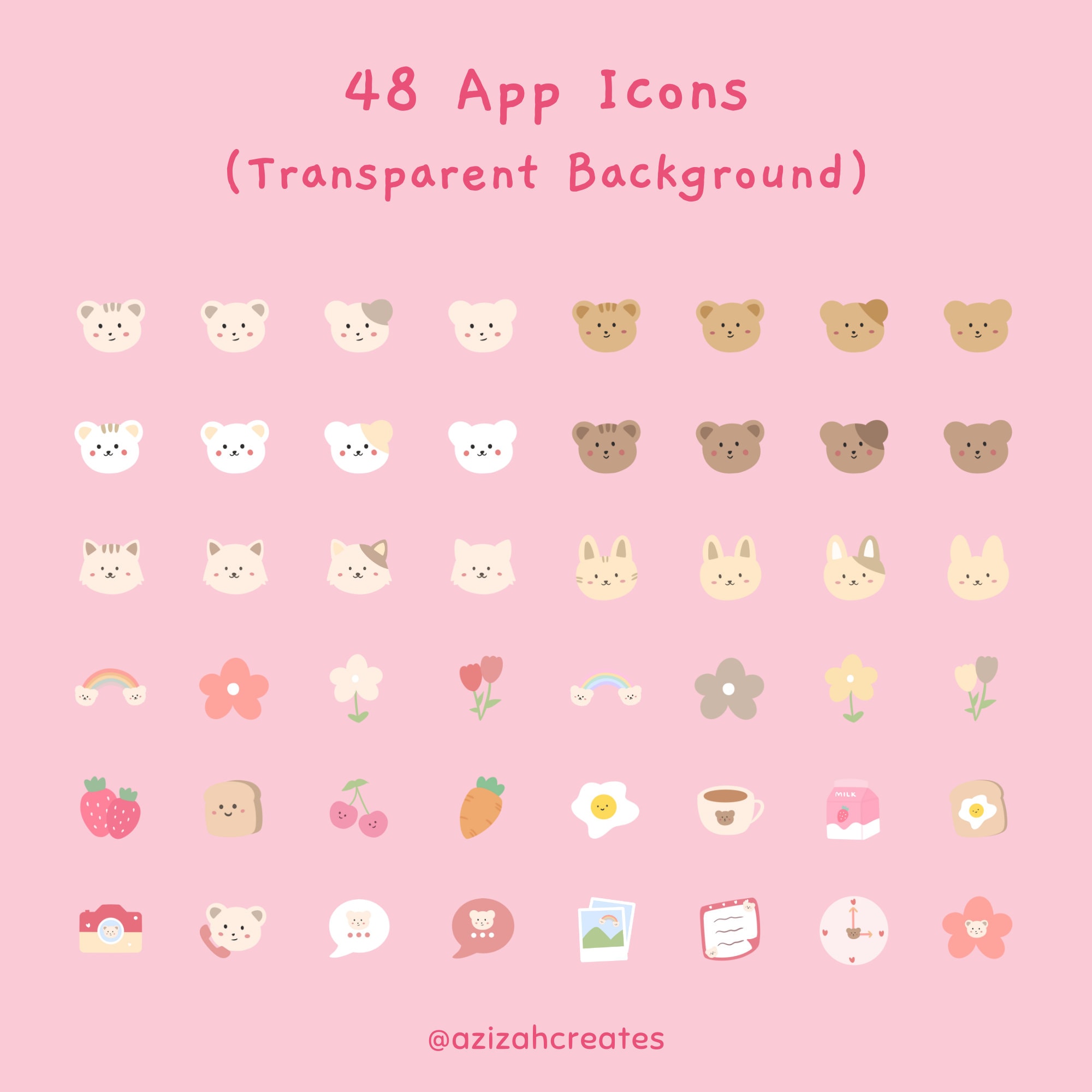 Cute Aesthetic App Icons Pink Theme App Icons Kawaii App - Etsy