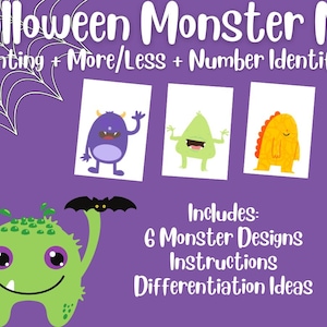 Halloween Fall Monster Math Counting Activity Pre-kindergarten Seasonal ...