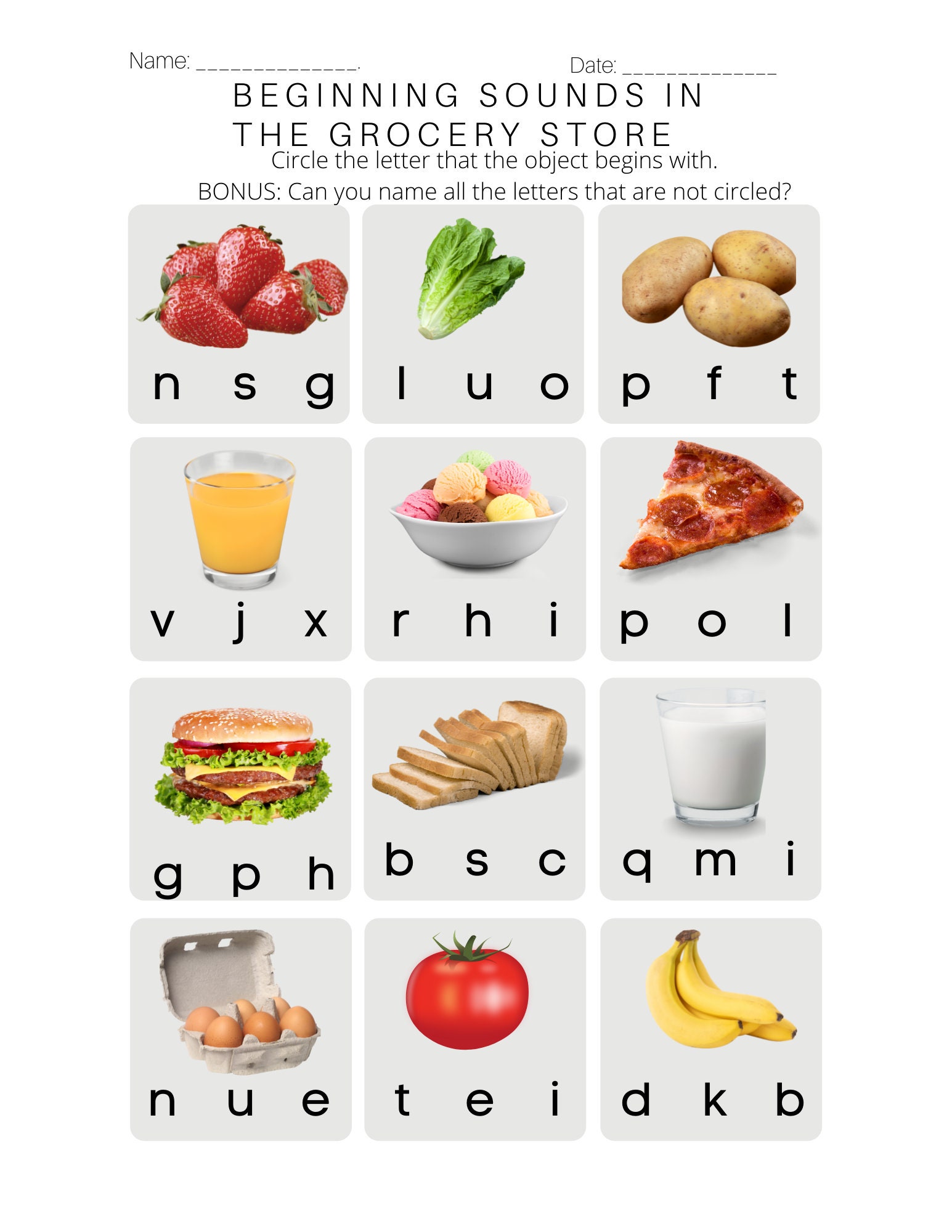 Beginning Sounds Literacy Skills Activity Bundle Pre Kindergarten ...
