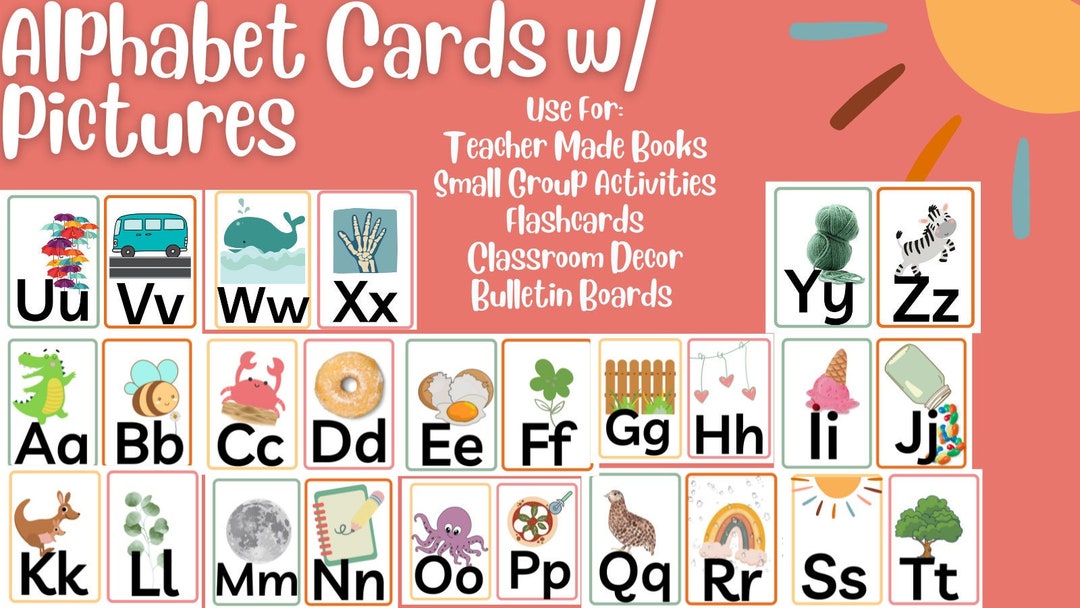Alphabet Letters Set W/ Pictures Classroom Decor Head Start Prek ...