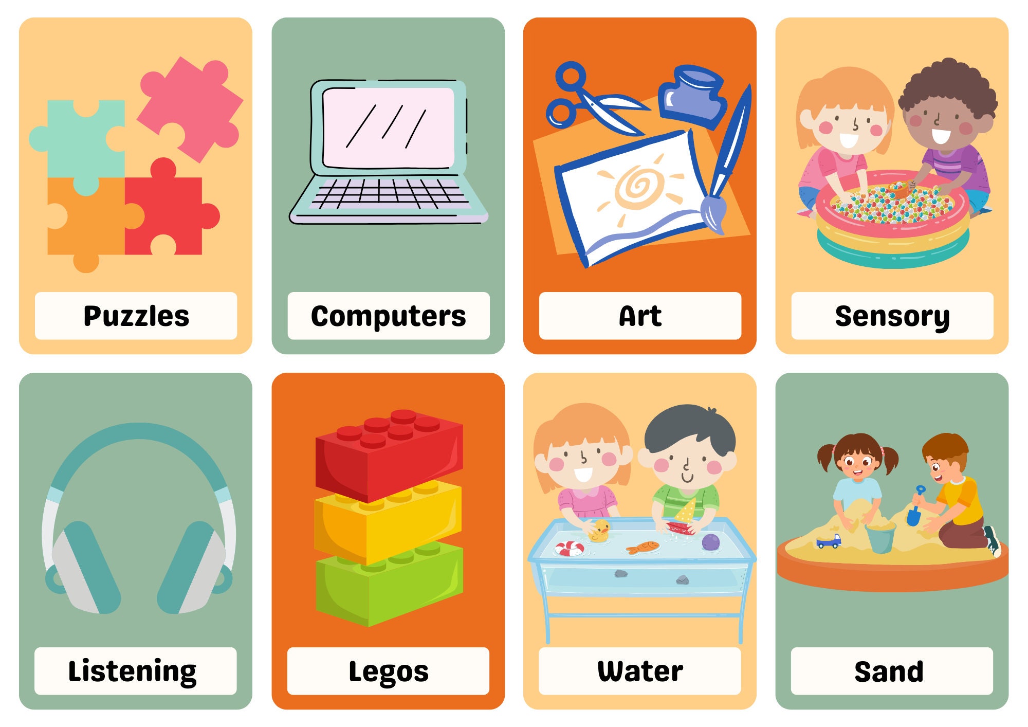 Center Tags With Classroom Labels (including Learning Goals) Pre-k ...