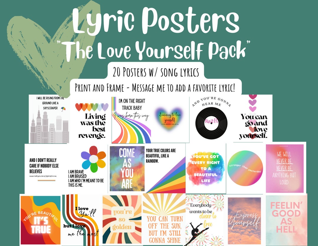 Song Lyric Posters "the Love Yourself Pack" Printables Posters Decor - Etsy