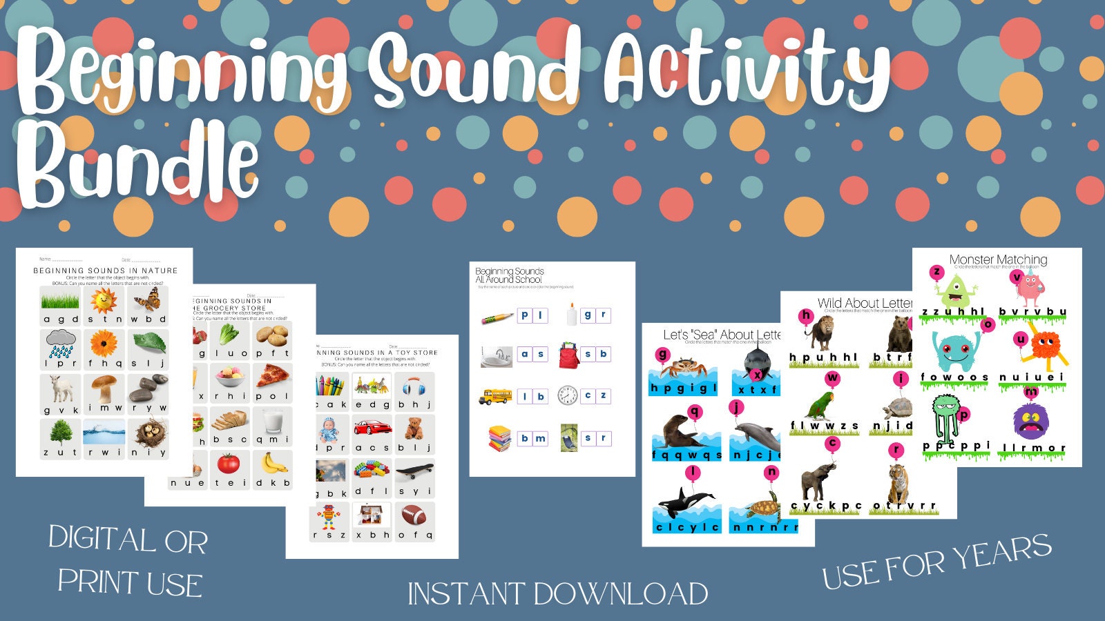 Beginning Sounds Literacy Skills Activity Bundle Pre Kindergarten ...