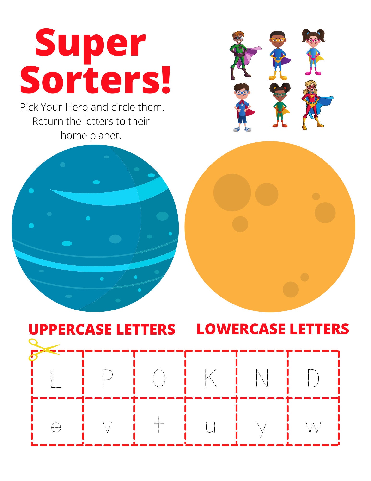 Letter Sorting and Identification Literacy and Math Activity Printables ...