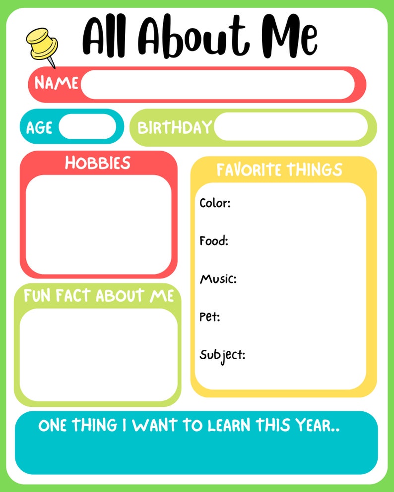 All About Me First Day of School Student Activity Bulletin Board Class ...