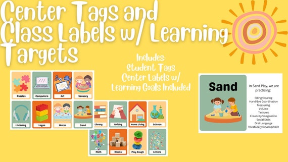 Center Tags With Classroom Labels including Learning Goals - Etsy