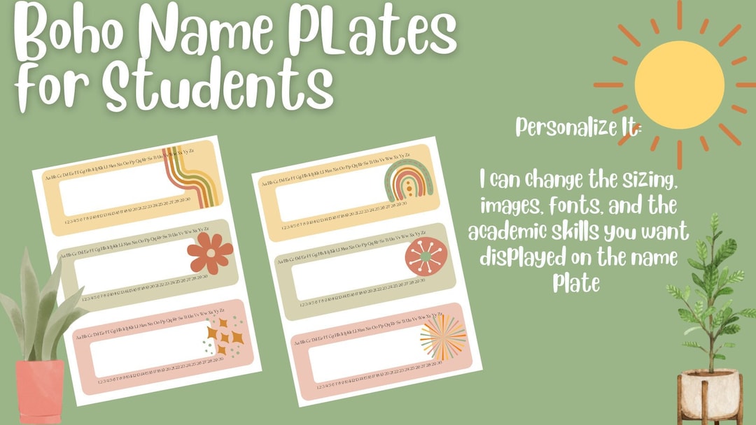 Boho Student Name Plates Desks Classroom Decor Classroom Management ...