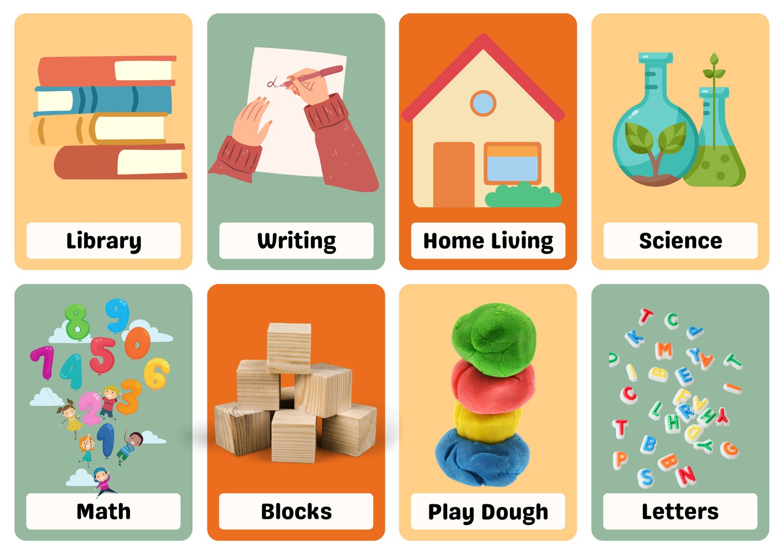 Center Tags With Classroom Labels (including Learning Goals) Pre-k ...