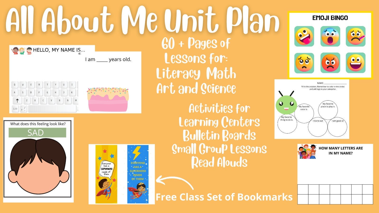 UNIT PLAN All About Me Lesson Plan Pre-kindergarten Back to School Head ...