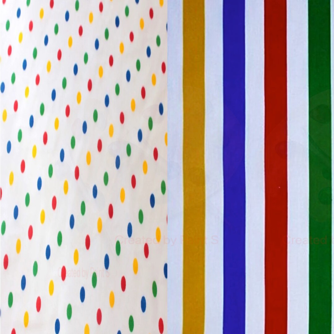 Rainbow Spot Stripe Polycotton Fabric Polka Dot Craft 114cm 45" Wide ...