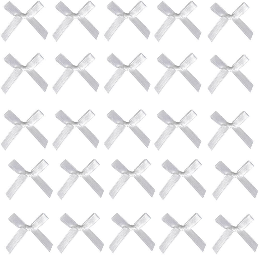 BLACK Slim Satin Bows 3cm Small Wide Pre-tied Bow 7mm Satin Ribbon ...