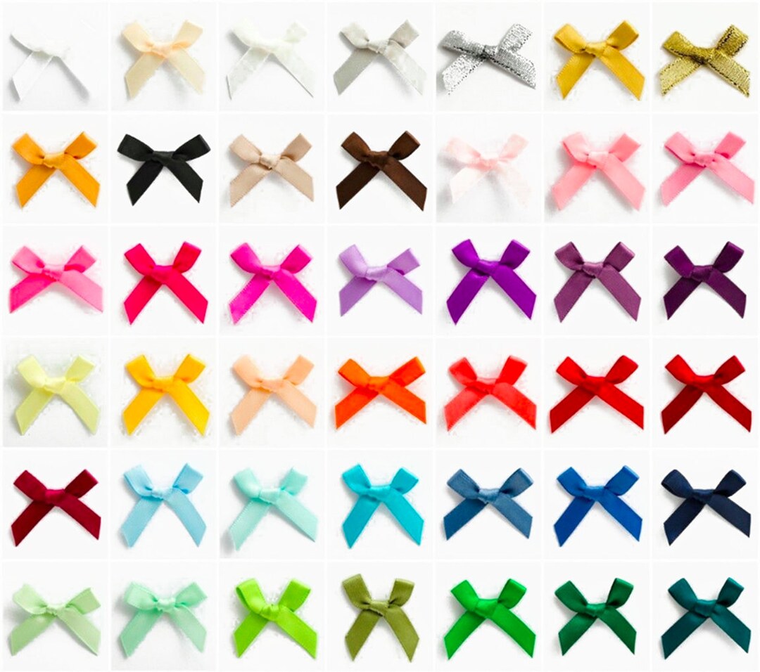 10 Pk Bow Satin 3cm Wide Ribbon Pre-tied Bows Craft Scrapbooking ...