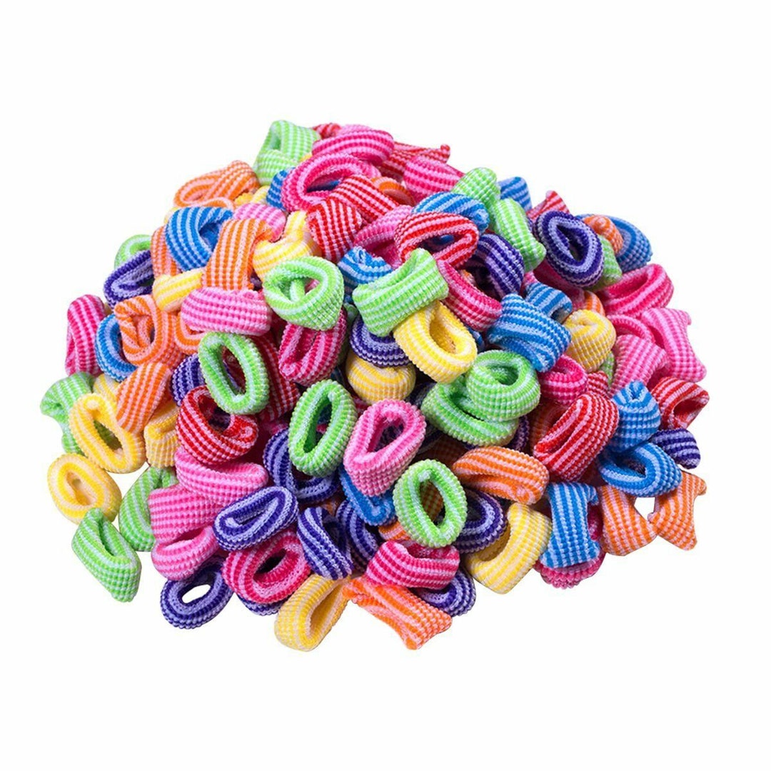 Pack of 50 Striped Assorted Colours Girls Kids Elastic Hair Band ...