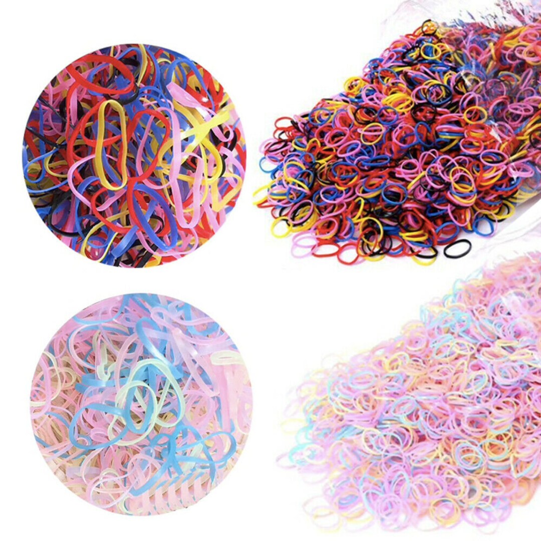 1000 X Poly Rubber Braiding Plaits Hair Elastic Bands Small Clear Black ...