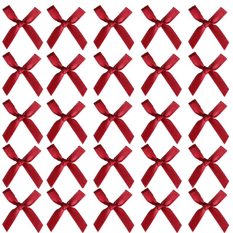 BLACK Slim Satin Bows 3cm Small Wide Pre-tied Bow 7mm Satin Ribbon ...