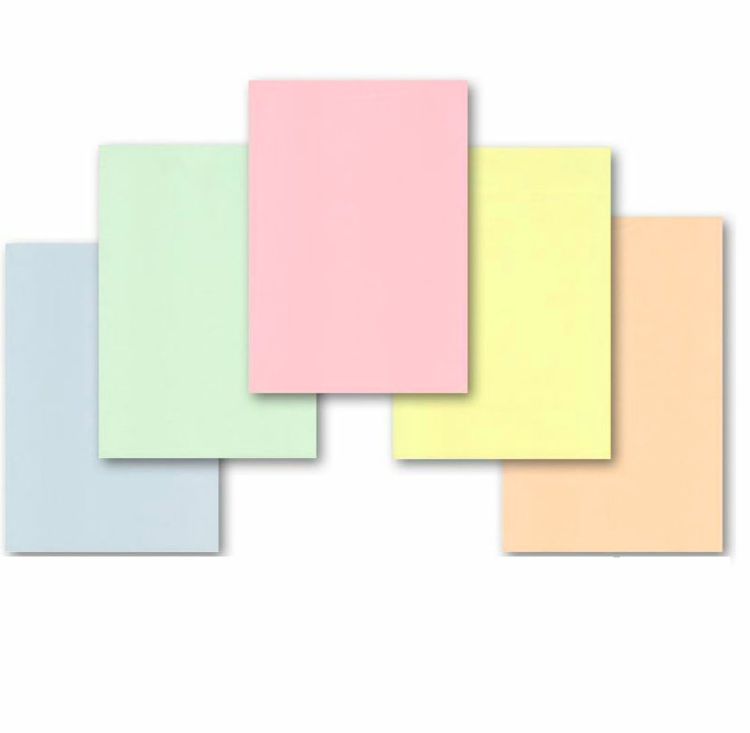 A4 Pastel Colour Card Pack 50 Sheets Assorted Colours Light Card 160gsm ...