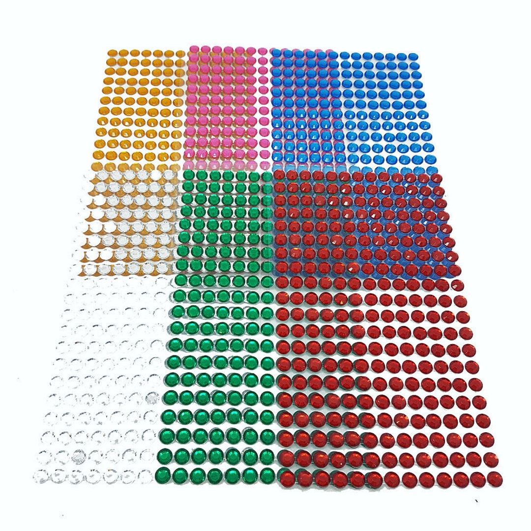6 Sheets Colours Self Adhesive Diamante 5mm Stick on Crystals ...
