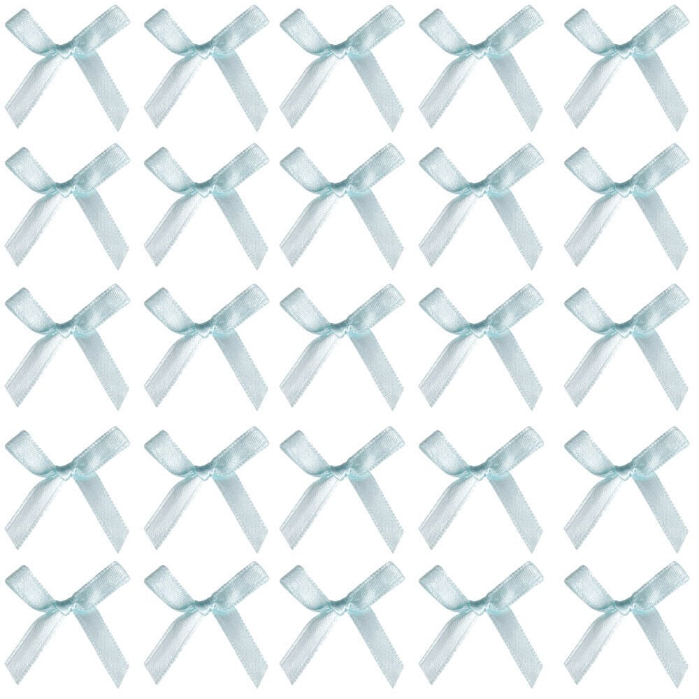 BLACK Slim Satin Bows 3cm Small Wide Pre-tied Bow 7mm Satin Ribbon ...