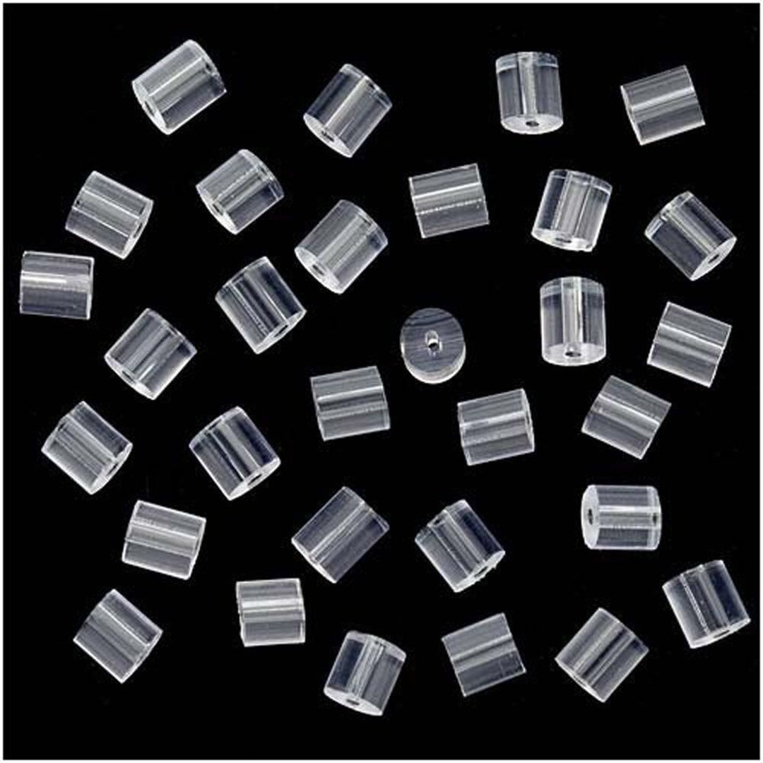 10 PAIRS Soft Plastic Replacement Earring Backs TUBE Back Stoppers Ear ...