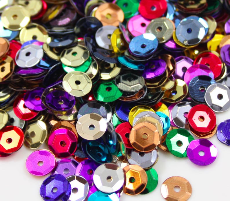Round Cupped Sequins Sewing Craft Confetti Mix Colours 15g Bag 6mm All ...