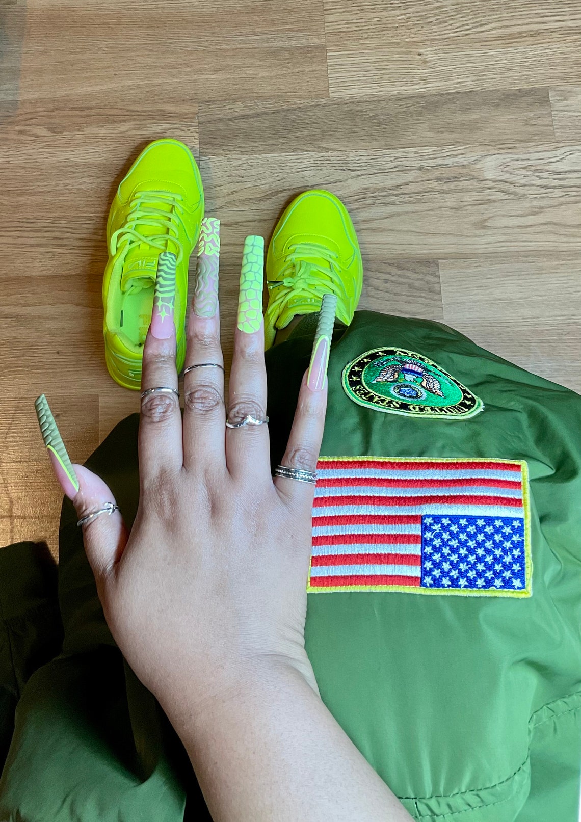 Cash Money Neon Green Press on Reptile Nails Neon Nails Summer - Etsy