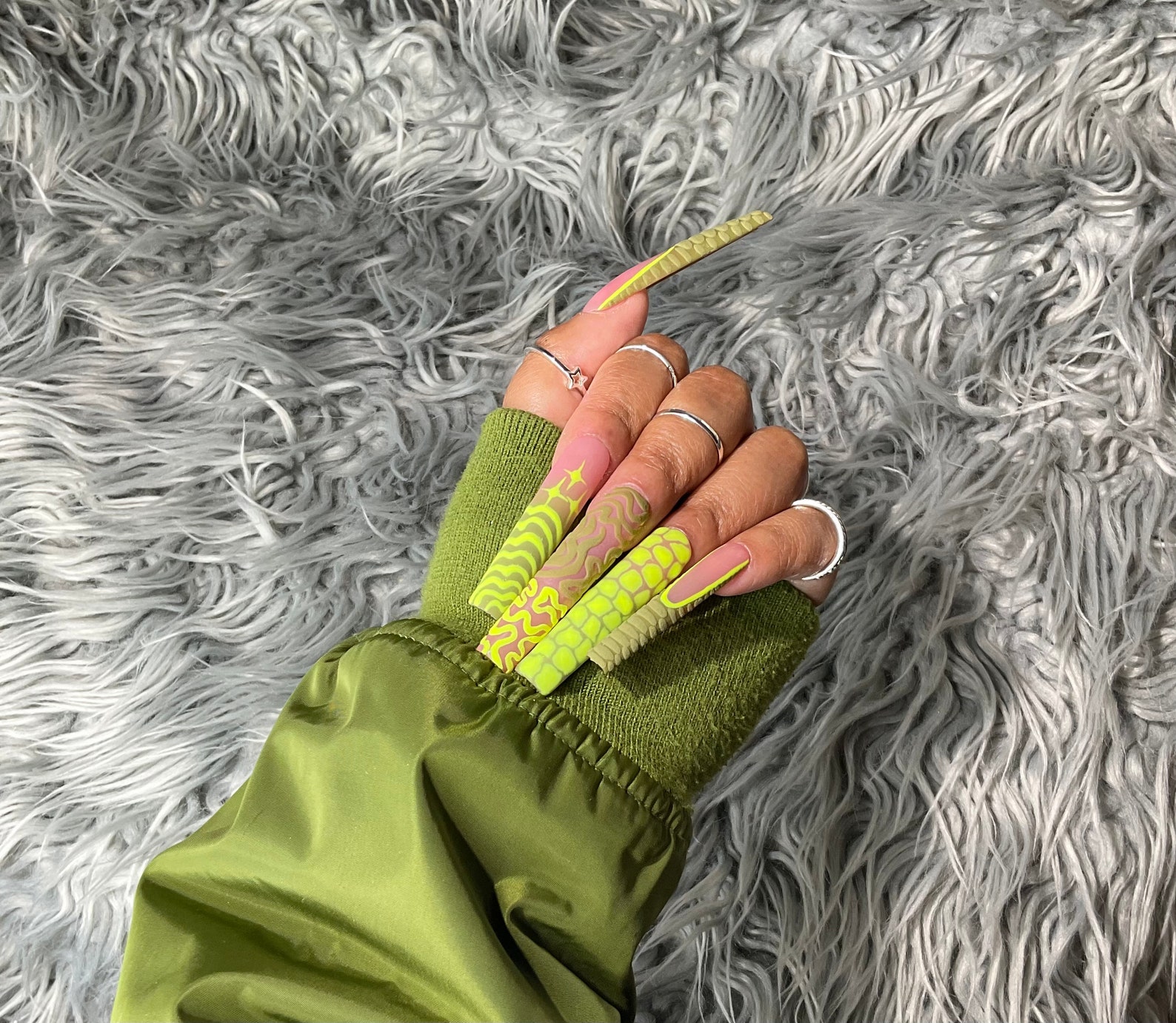 Cash Money Neon Green Press on Reptile Nails Neon Nails Summer - Etsy