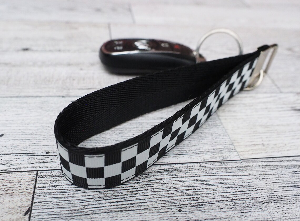 Checkered Flag Lanyard Keychain, Race Car Key Fob, Racing Driver Key ...