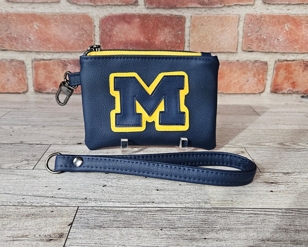 Michigan Logo Mini Wristlet, M Go Blue Keychain Wallet, Maize and Blue ...