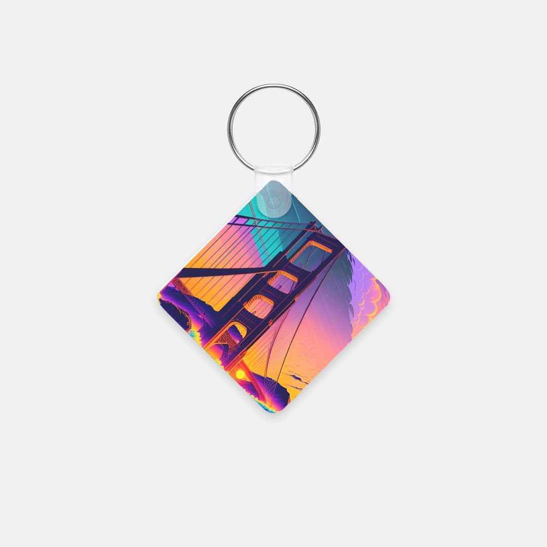 SF Golden Gate Bridge Dreamwave Square Keychain - Durable Acrylic ...