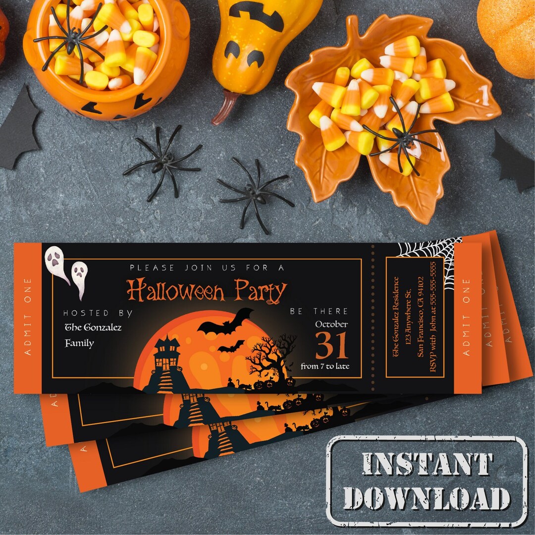 Halloween Party Tickets | INSTANT Digital DOWNLOAD | PDF Template ...