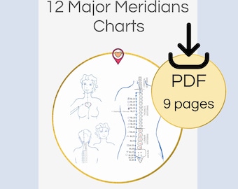 12 Major Acupuncture Meridians Chart, PDF Printable, Chinese Medicine ...