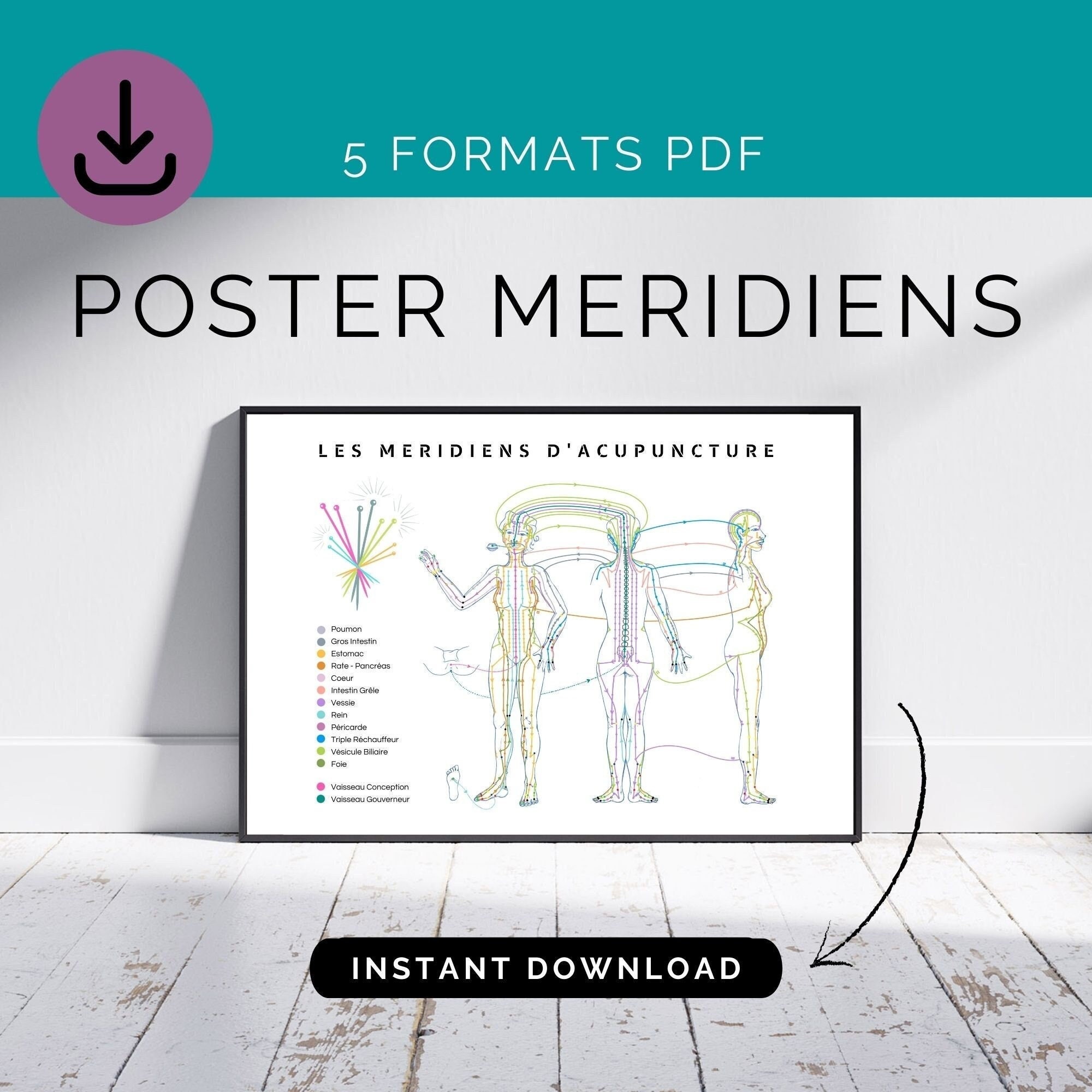 Meridians Acupuncture Points Poster, Chinese Medicine Meridians Board ...