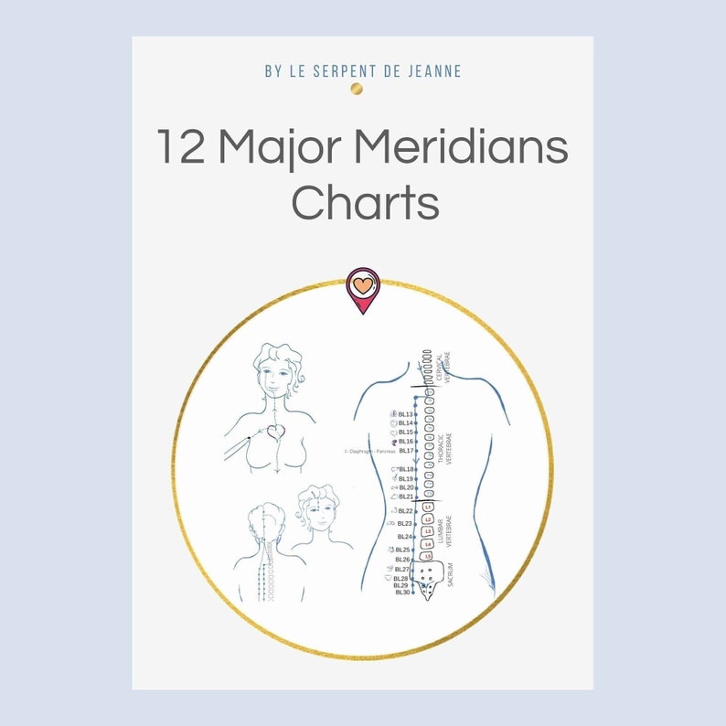 12 Major Acupuncture Meridians Chart, PDF Printable, Chinese Medicine ...