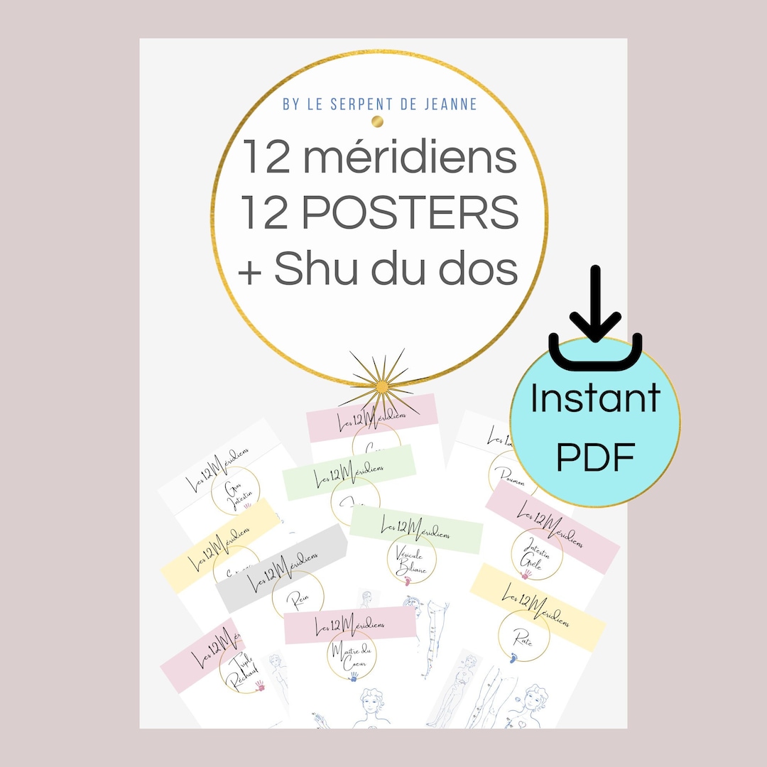 Acupuncture Poster 12 Meridians, PDF PACK 15 Pages, Printable Poster ...