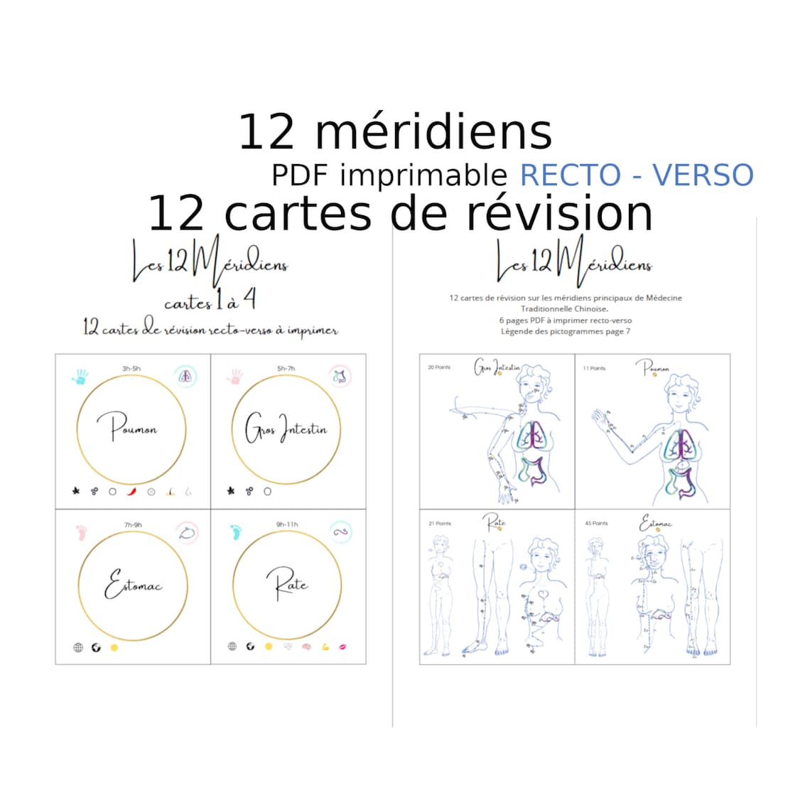 PDF à imprimer 12 cartes de révision des méridiens, Cartes imprimables ...