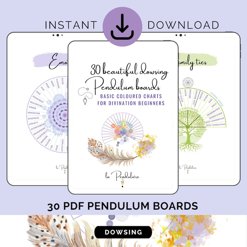 30 Beautiful Dowsing Pendulum Boards, Basic Colored Charts for Divination Beginners, Printable ...