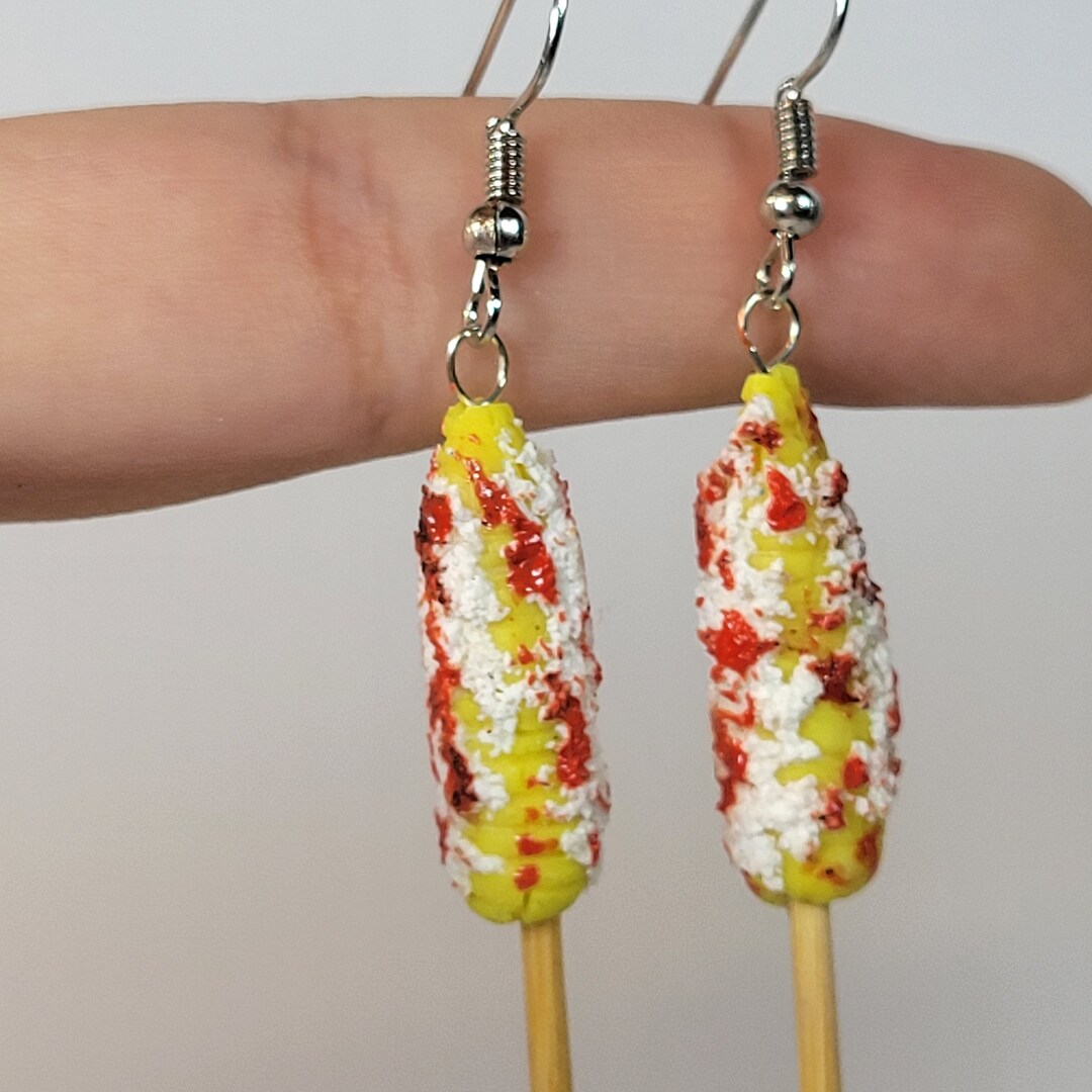 Corn on a Stick Elote Preparado Mexican Snack Earrings Novelty Gift ...