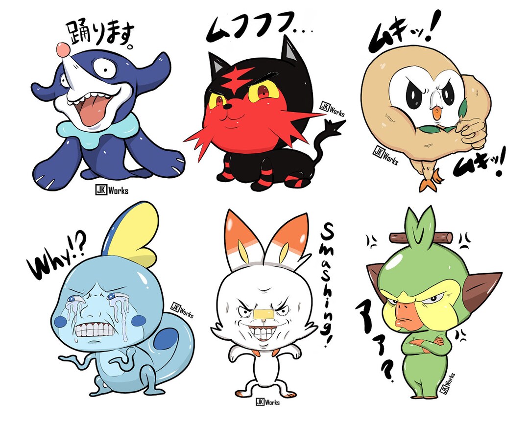 Pokemon Gen 7&8 Starters Vinyl Stickers - Etsy