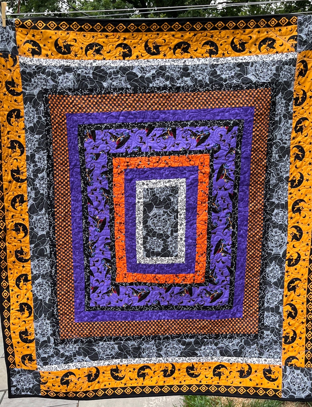 Handmade Folky Patchwork Gypsy Caravan Quilt, Throw Size Halloween ...