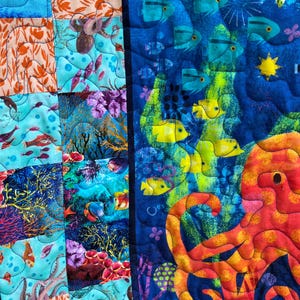 Octopus Garden under the Sea Handmade Patchwork Quilt for Baby or ...
