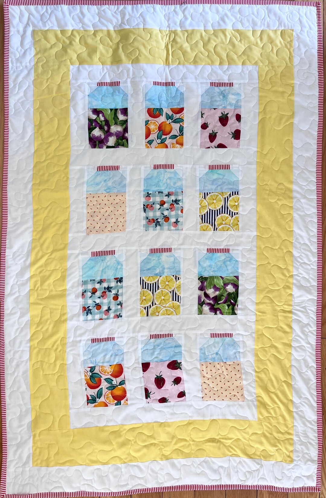 Mason Jar Patchwork Quilt Baby Toddler Quilt - Light Green, Peach ...