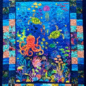 Octopus Garden under the Sea Handmade Patchwork Quilt for Baby or ...