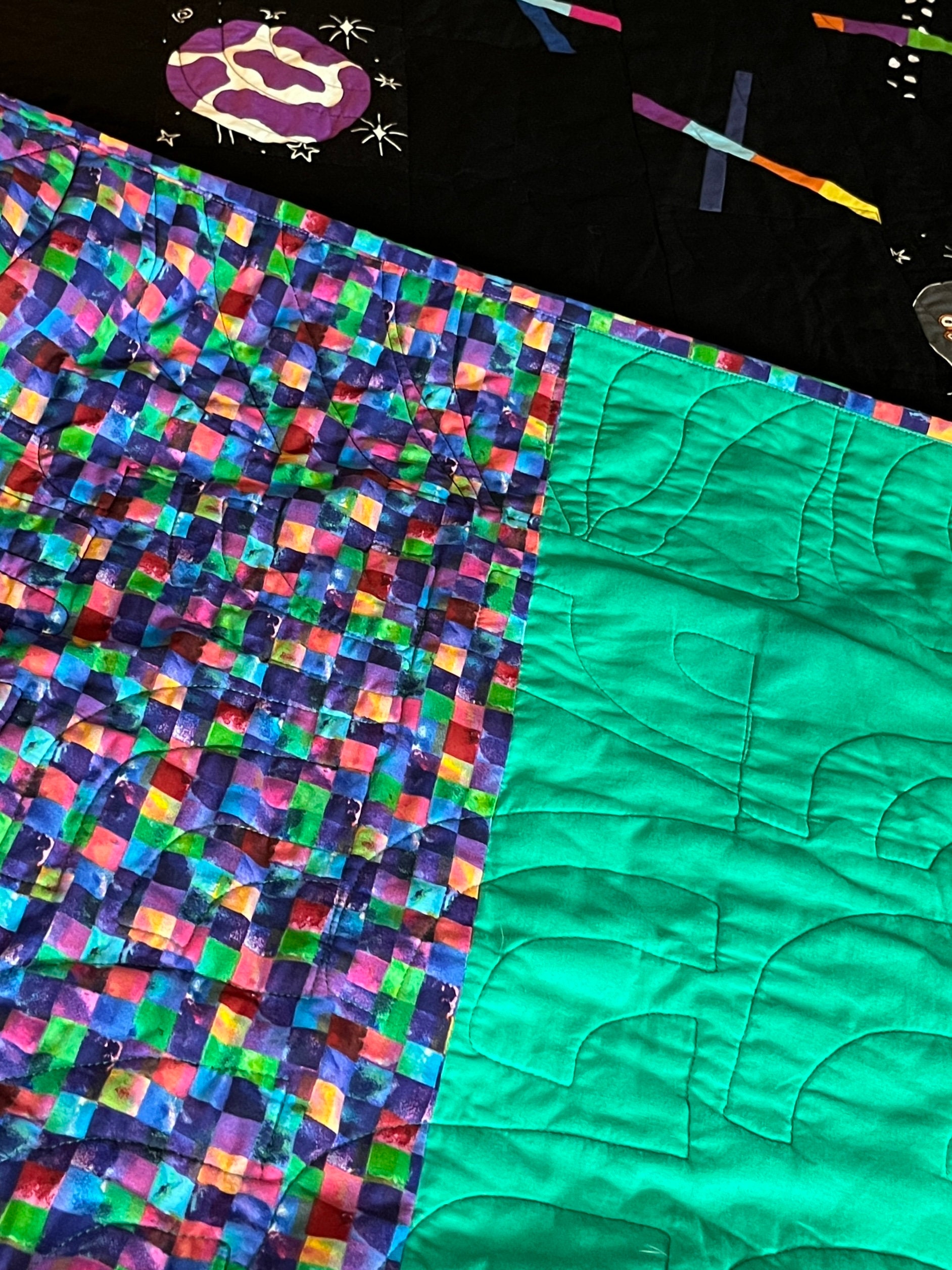 Alien Quilt Full Size Patchwork and Applique Alien Quilt Handmade One ...