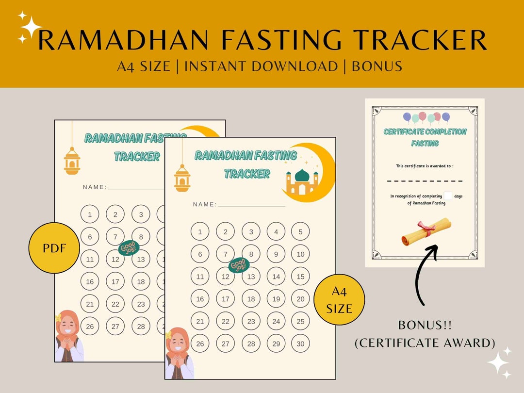 Printable Kids Ramadan Fasting Tracker Ramadan Planner, Ramadan Log ...