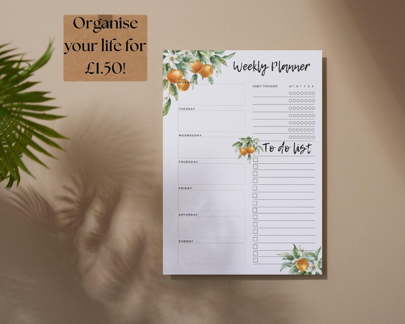 Boho Citrus Weekly Planner | Printable Organizer | Neutral To-do List ...