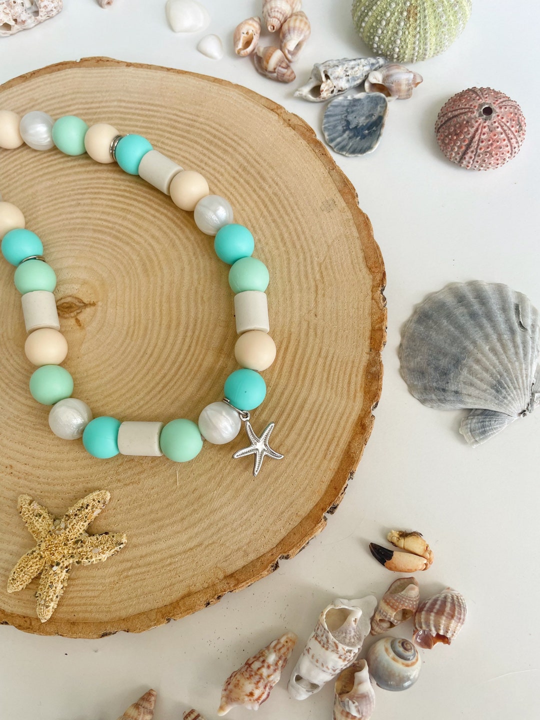 Handcrafted Em-ceramic Tick Dog Collar: Sea Life Silicone Beads - Etsy