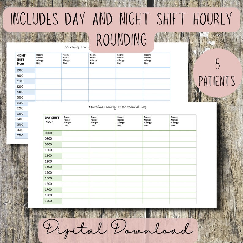Nursing Report Sheet| Nurse Hourly To-do Planner| Patient Medication ...