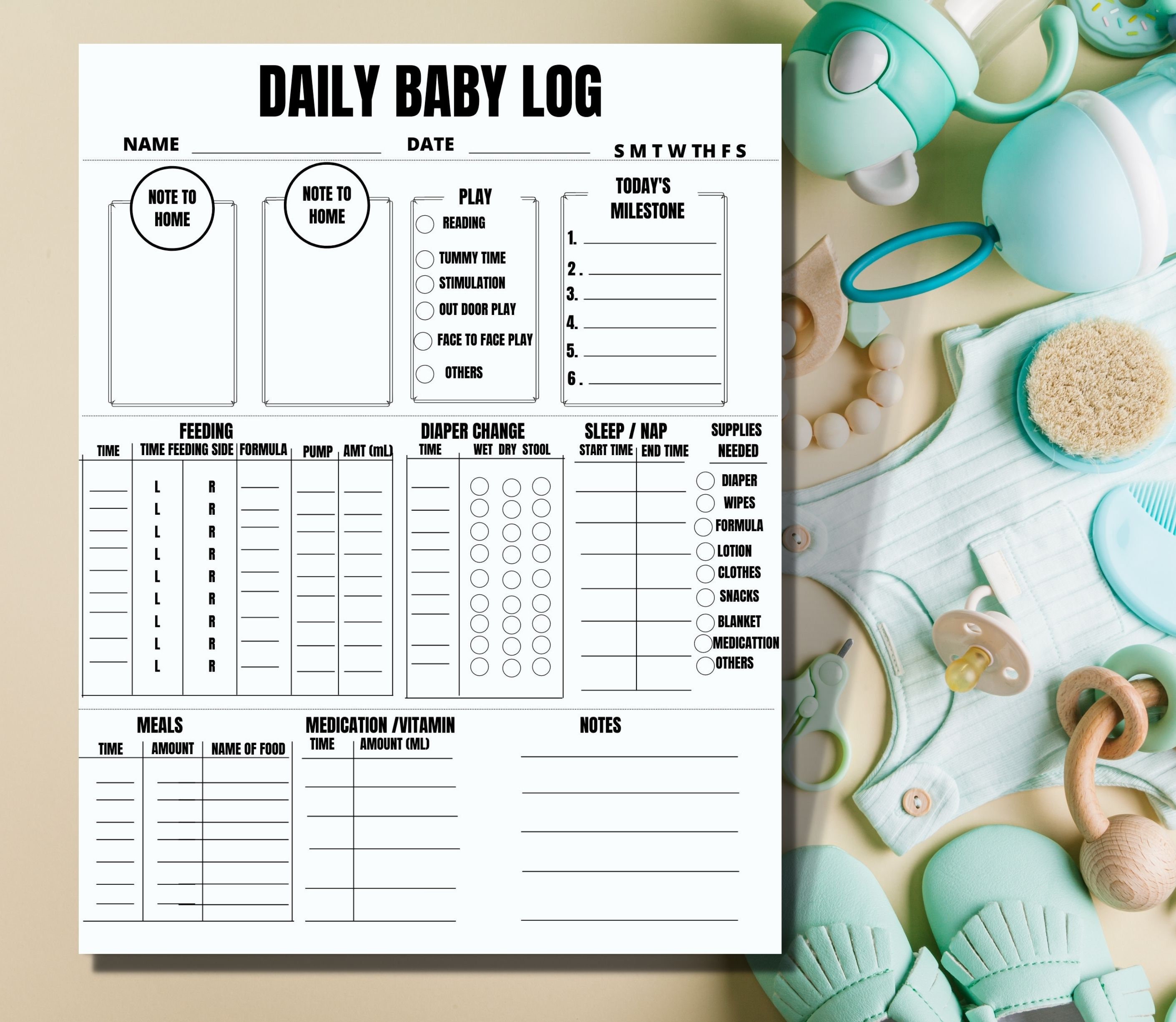 Infant Daily Log| Printable Nanny Log |daily Infant Care Sheet ...