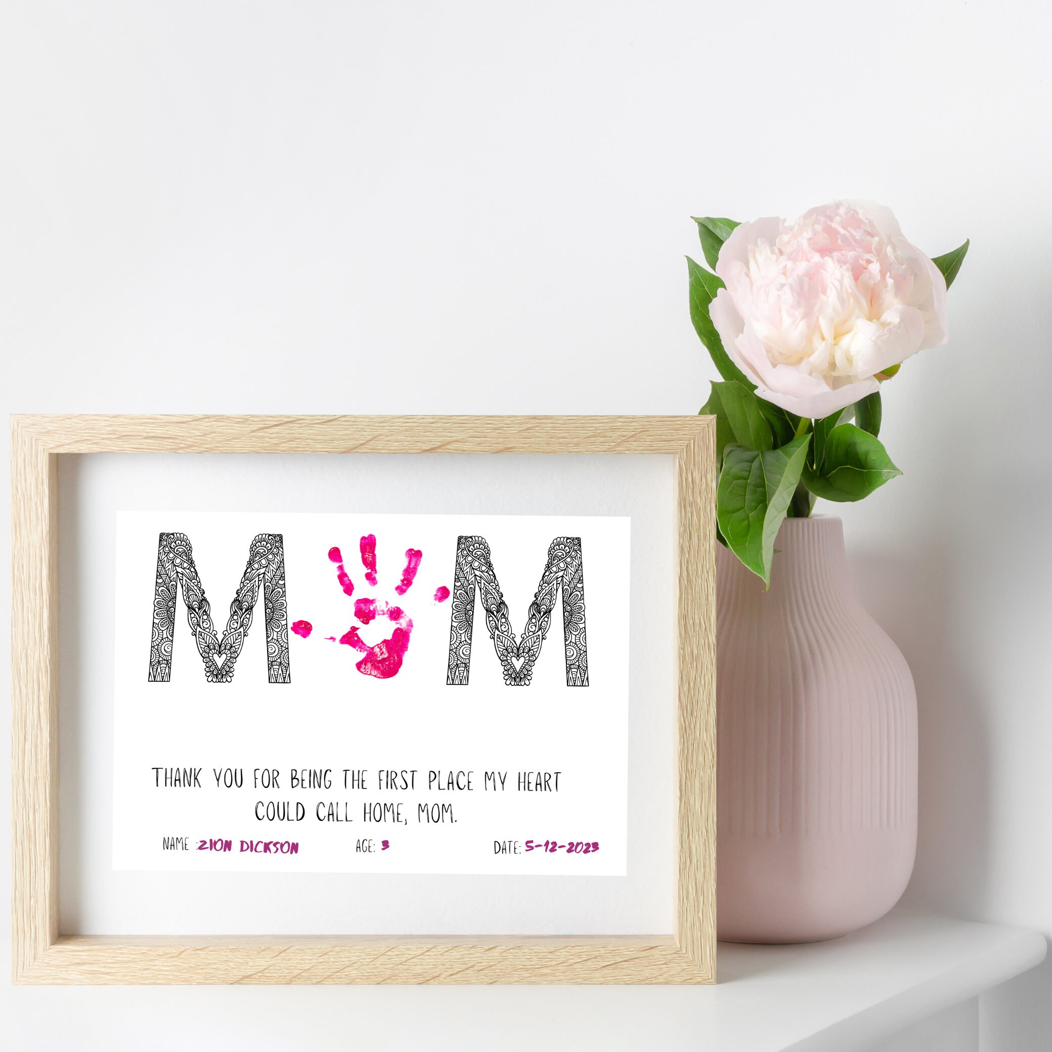 Mother's Day Last Minute Printable DIY Hand Print Art Gift From Kids ...