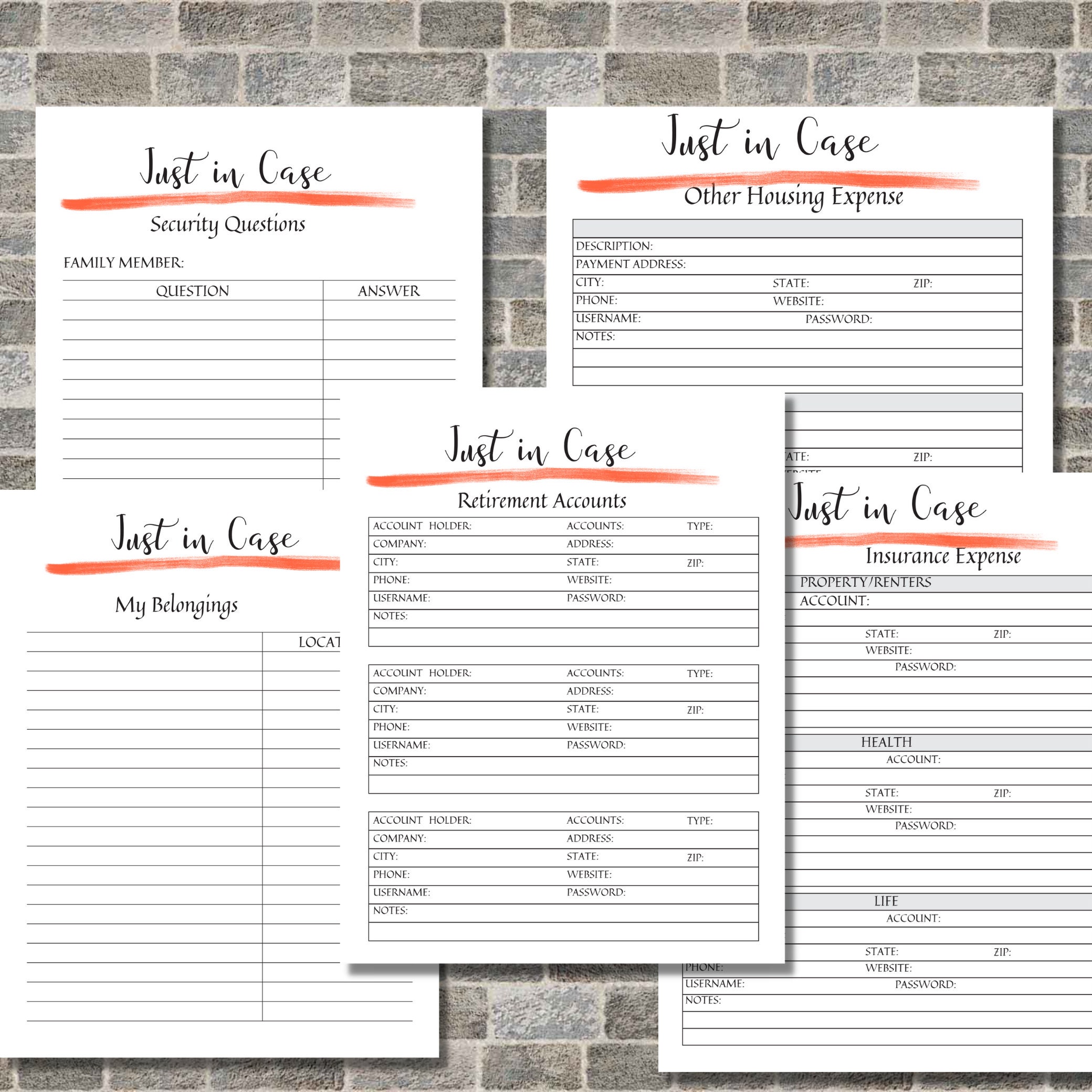 Just in Case Planner, End of Life Planner, Last Wishes Planner, Estate ...